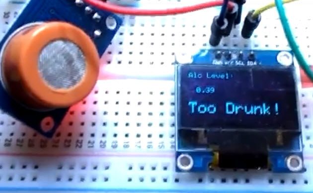 DIY Alcohol Breathalyzer with MQ-3 Sensor - Visuino - Visual Development for Arduino