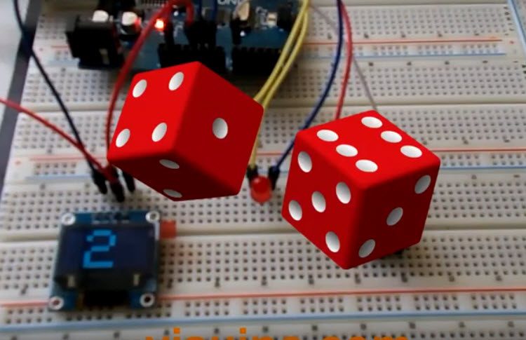 How To Make A Rolling Dice Using Oled Display Visuino Visual Development For Arduino