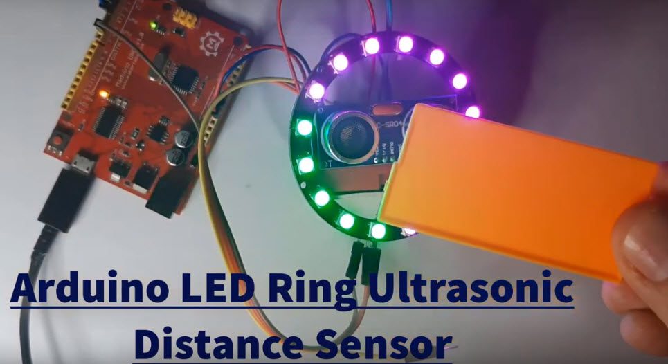 Arduino Led Ring Ultrasonic Distance Sensor Visuino Visual Development For Arduino