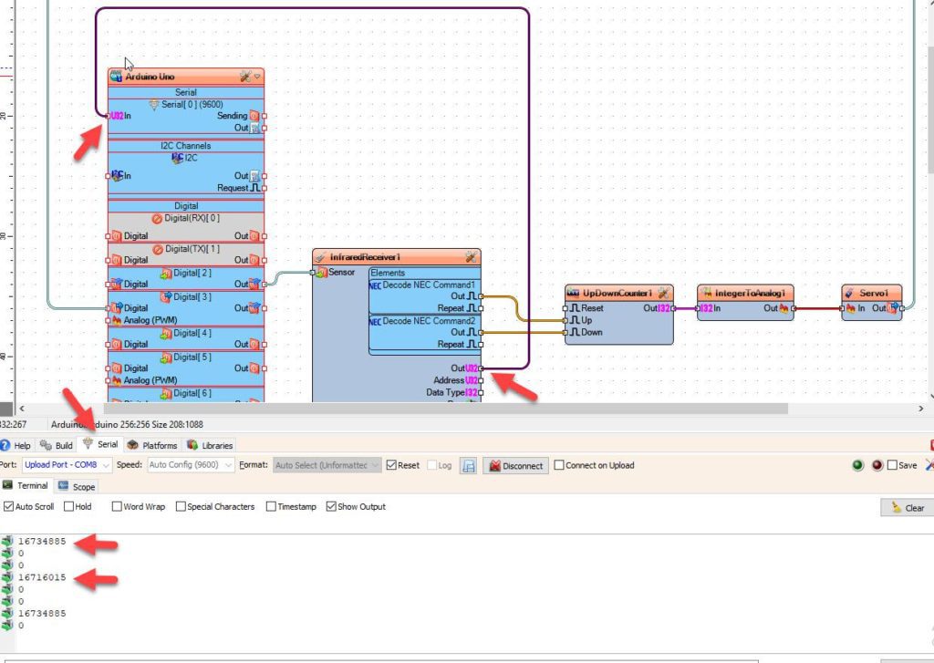 Controlling Servo Motor With Ir Remote Using Arduino Visuino Visual Development For Arduino