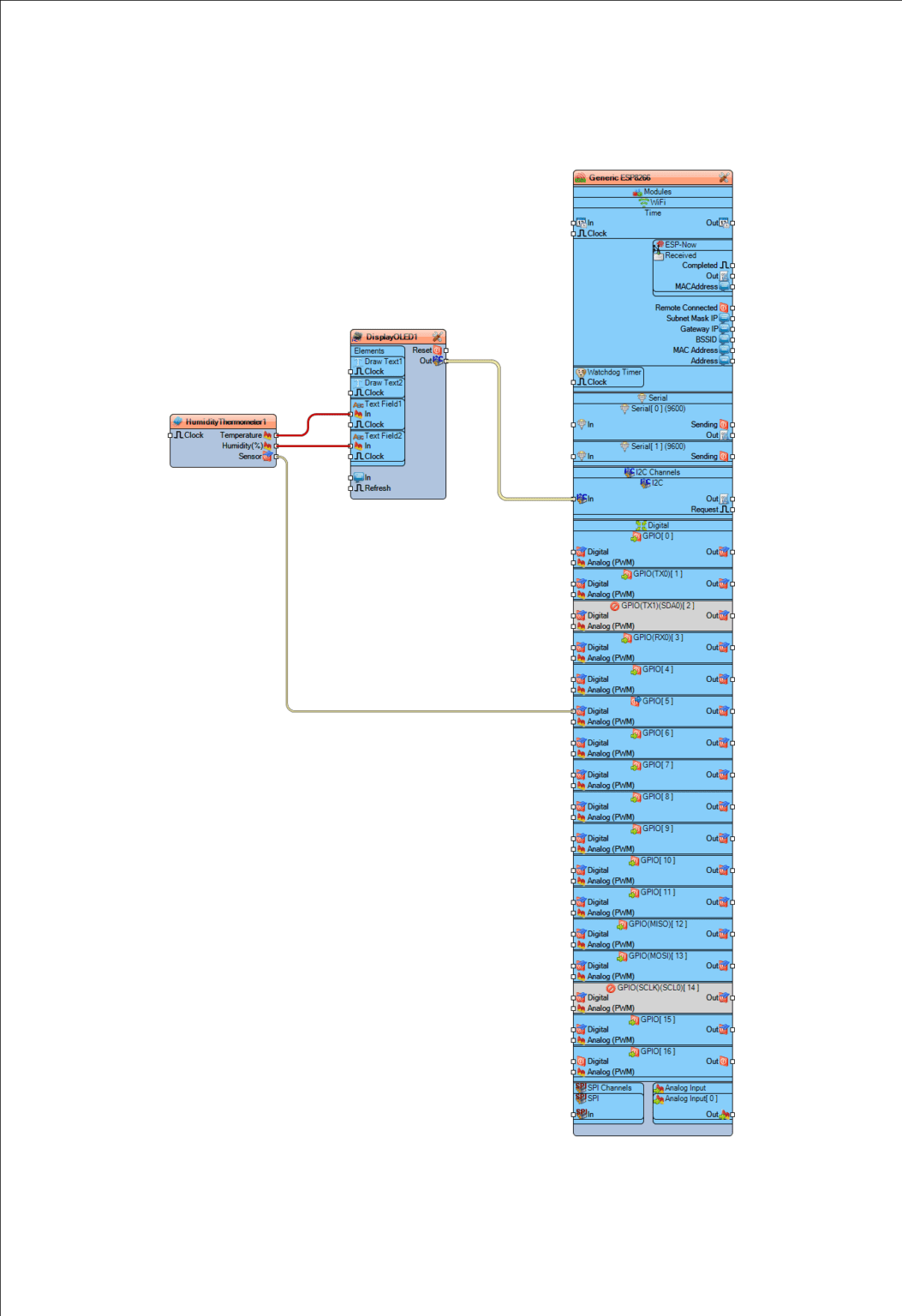 Esp8266 Iot Development Board Weather Station Using Dht11 Sensor And Oled Display Visuino