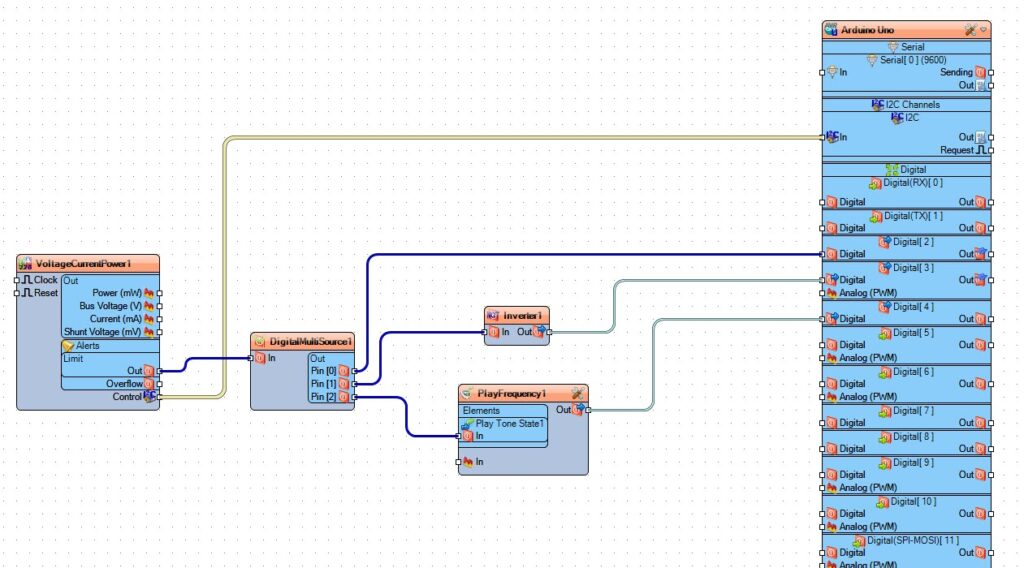 INA226 Overvoltage Warning Light & Sound Using Arduino - Visuino - Visual Development for Arduino