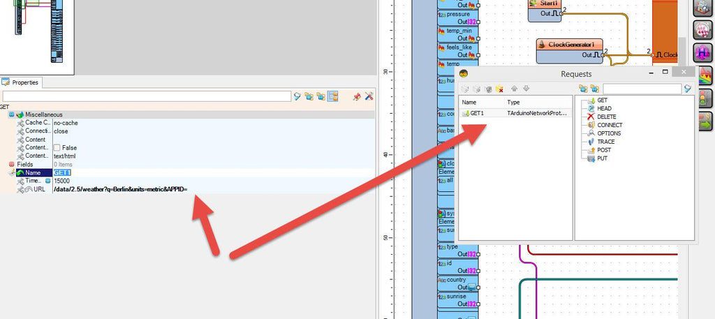 GET LIVE WEATHER DATA FROM THE INTERNET TTGO ESP32 - Visuino - Visual Development for Arduino