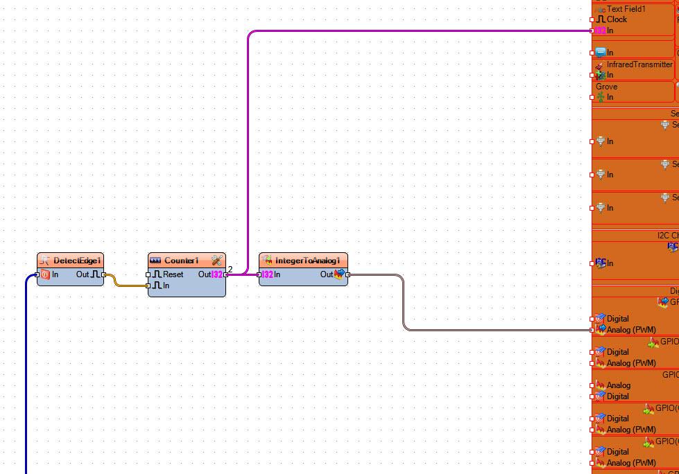 StickC M5Stack Change Brightness of an LED With a Button - Visuino - Visual Development for Arduino