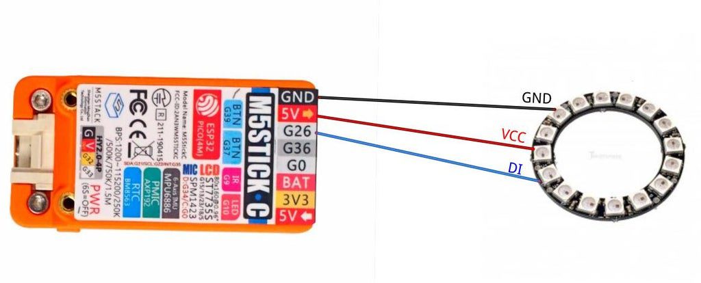 M5StickC ESP32 & NeoPixels LED Ring Random Color - Visuino - Visual Development for Arduino