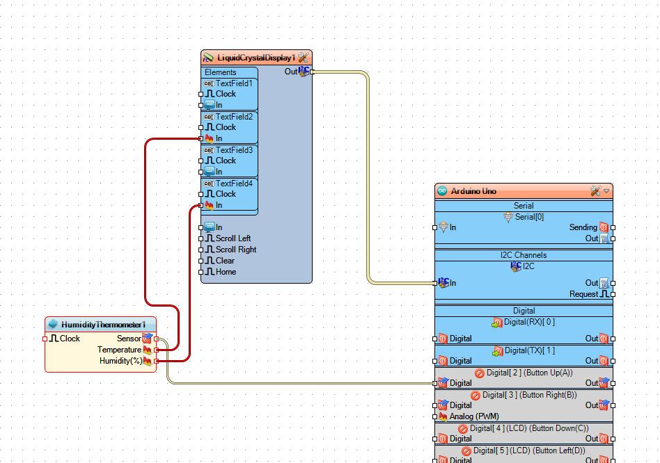 Temperature Monitor With DHT11 and I2C 20×4 LCD - Visuino - Visual Development for Arduino