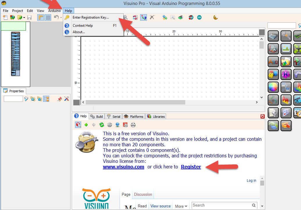 How to Activate Visuino with the Key - Visuino - Visual Development for Arduino