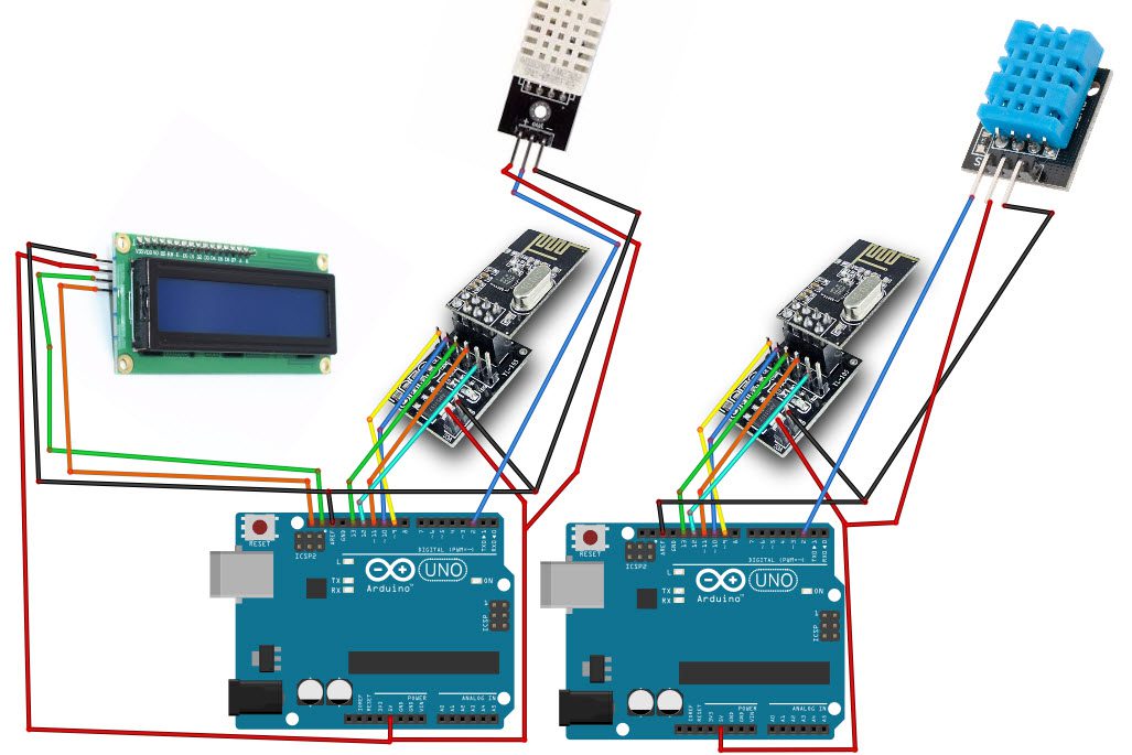 Arduino Wireless Weather Station Using NRF24L01, DHT11-DHT22 Sensor and LCD - Visuino - Visual ...