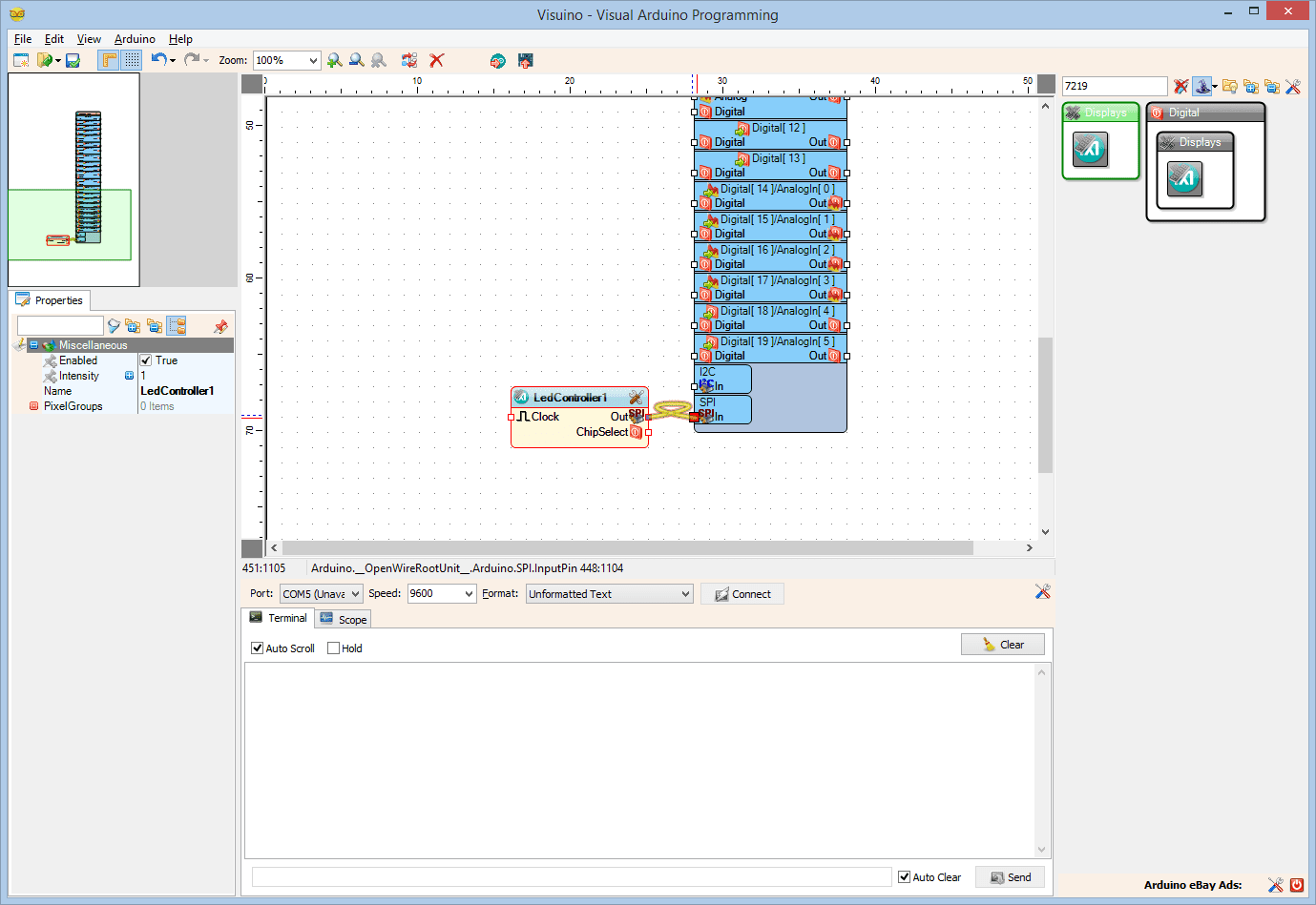 Arduino Nano: Analog 7 Segment MAX7219 Display With Visuino - Visuino - Visual Development for ...