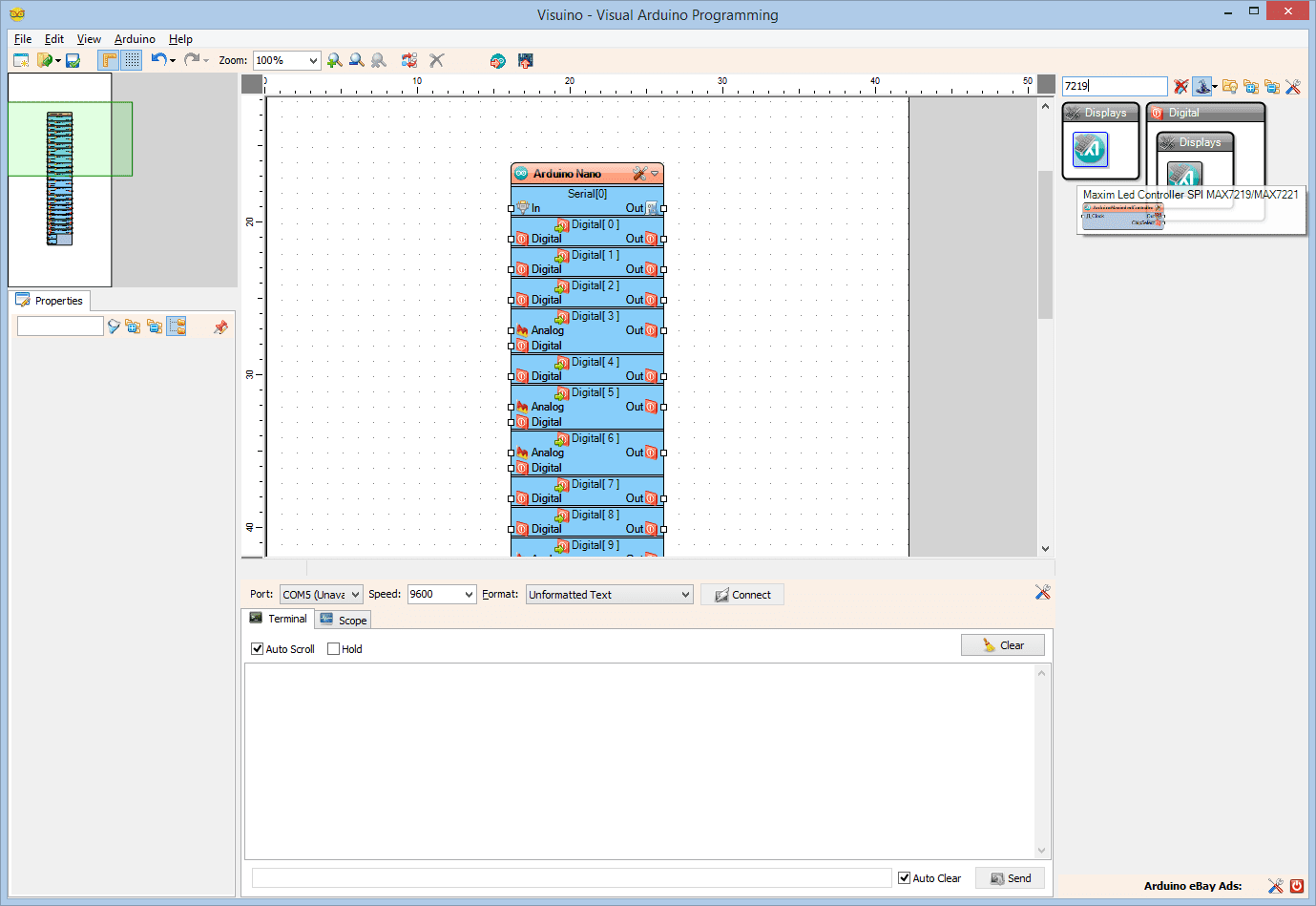 Arduino Nano: Analog 7 Segment MAX7219 Display With Visuino - Visuino - Visual Development for ...