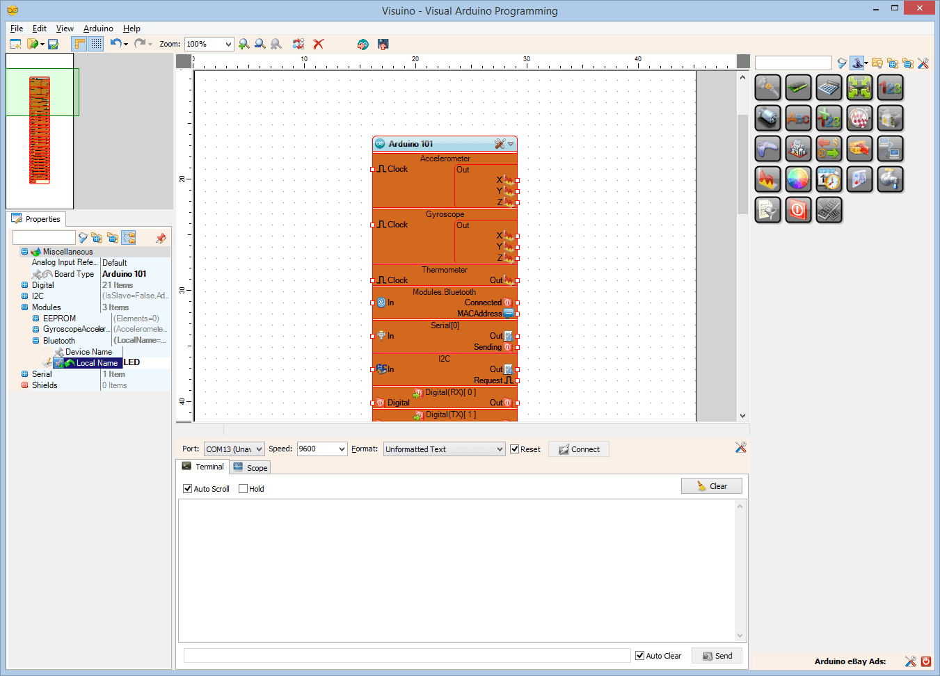 Arduino 101 and Visuino: Control LED From Smartphone With Bluetooth LE - Visuino - Visual ...