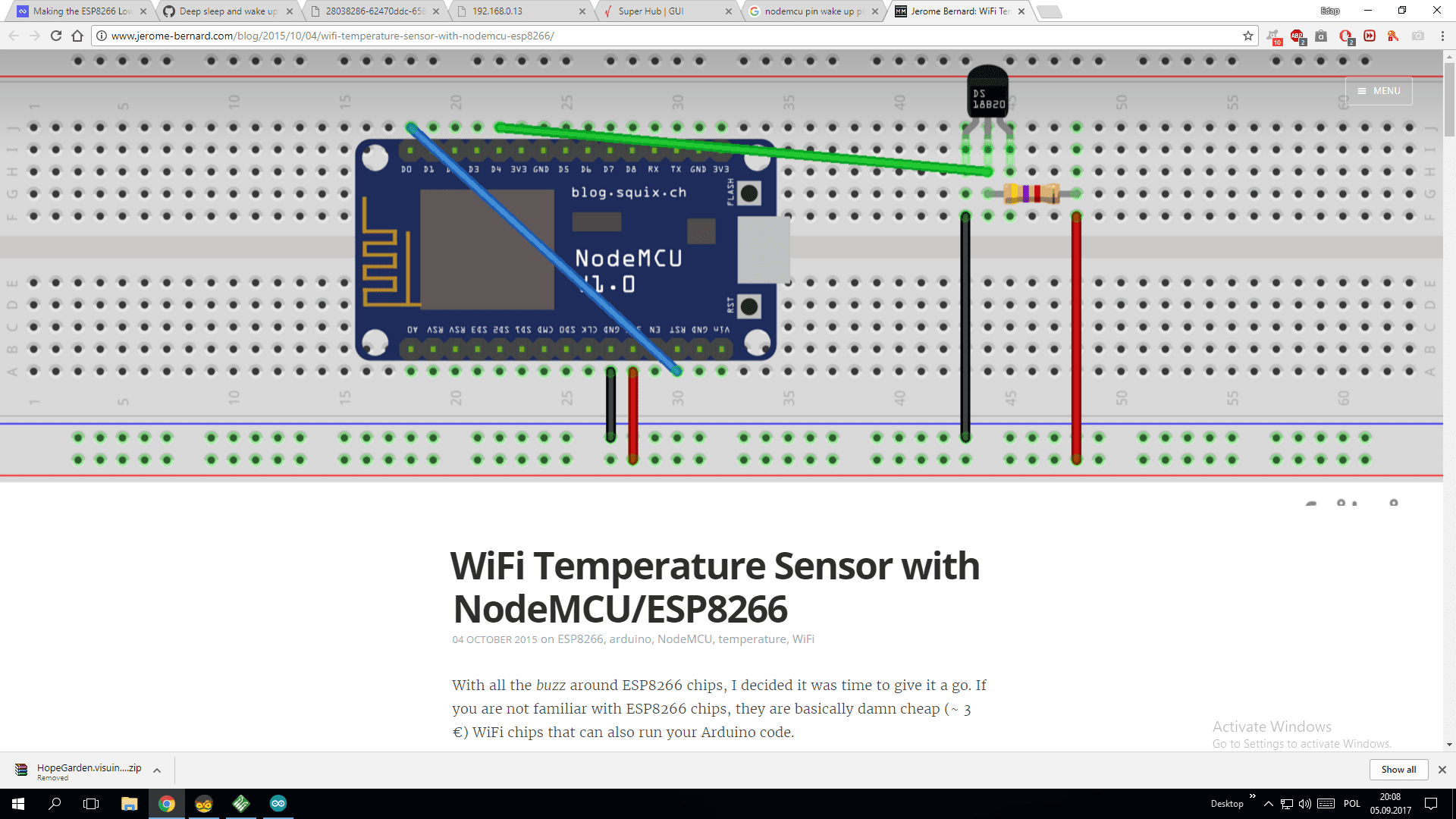 ESP8266-12E Sleep Mode - Visuino - Visual Development for Arduino